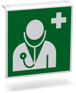 Rettungszeichen - Arzt (E009) - Fahnenschild Decke - online bestellen